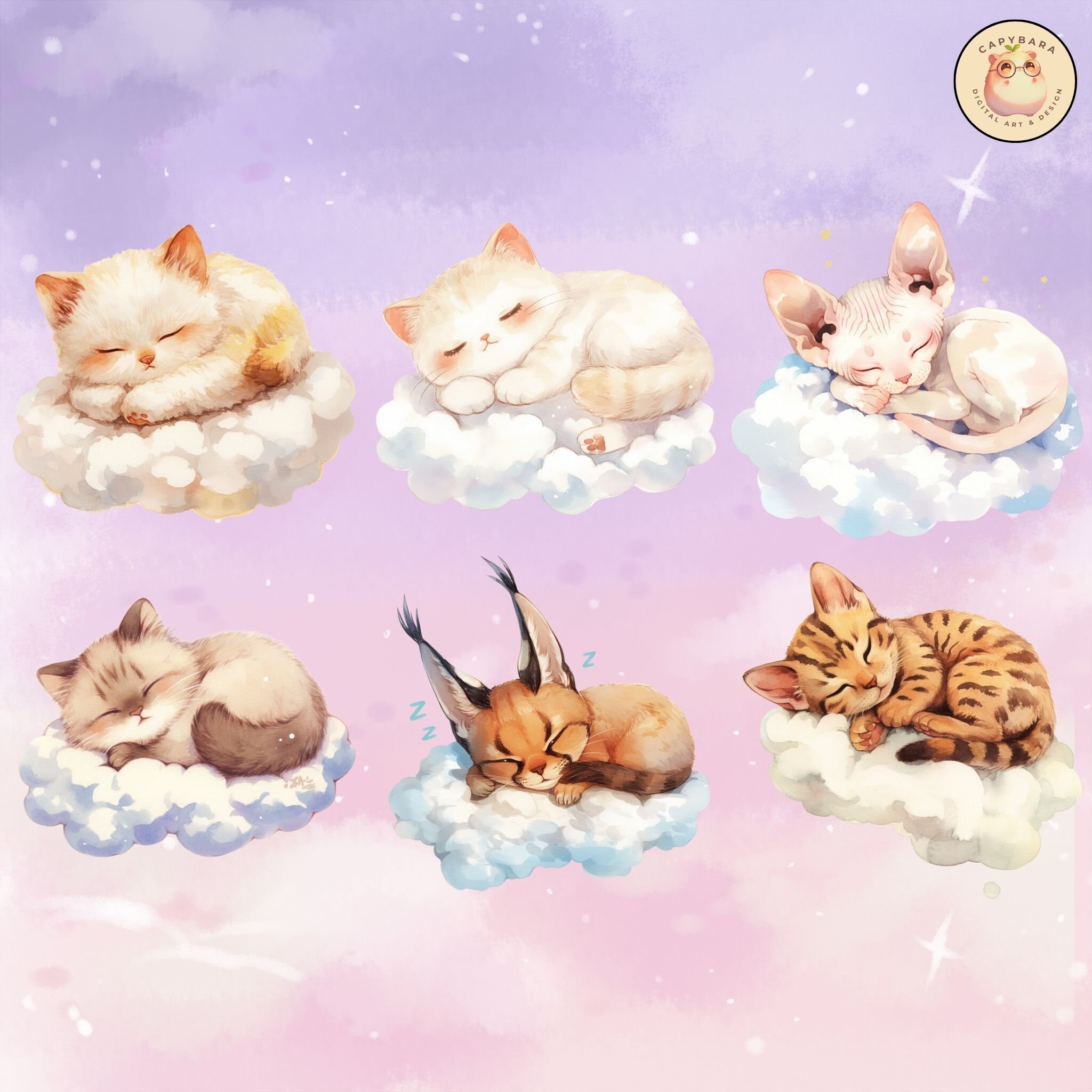 Cats Clipart Bundle Cute Cats 12 PNG & 12 JPG Perfect for Card Making ...