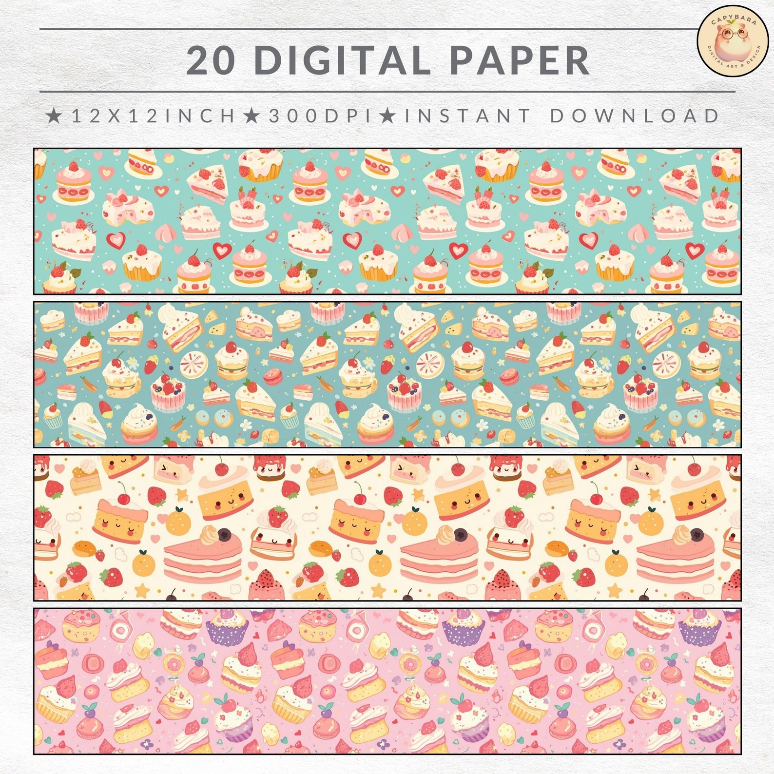 Cute Cake Seamless Patterns , Digital Paper, Seamless Patterns for ...