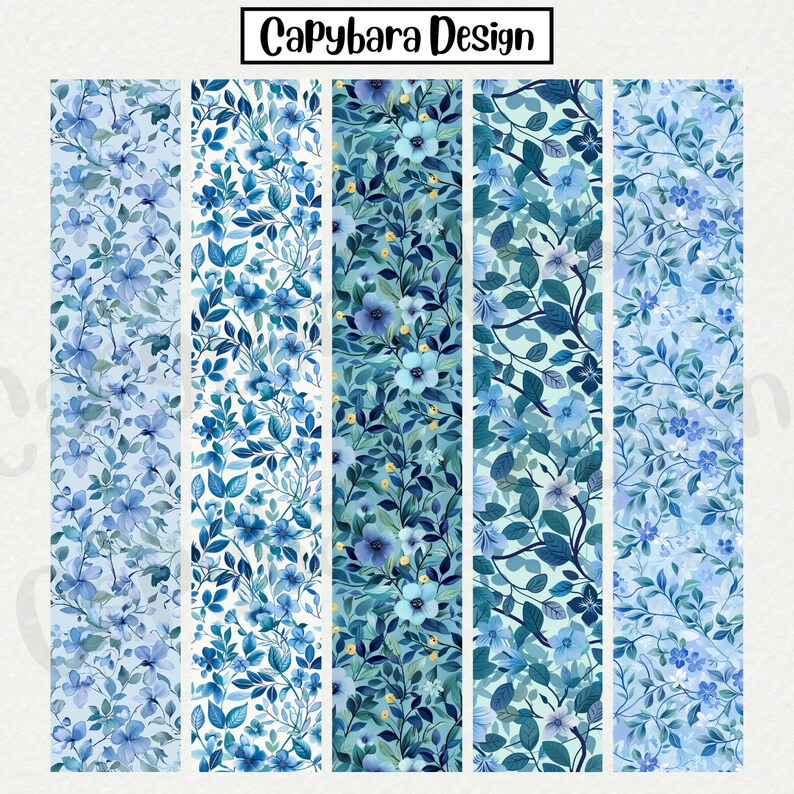 Blue Floral Water Color Digital Paper blue Tone 20 Seamless Romantic ...