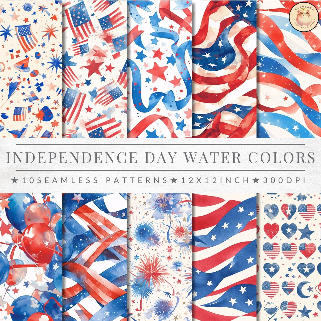 Buy JULY 4TH Independence Day , Retro Fourth July Seamless Repeat ...