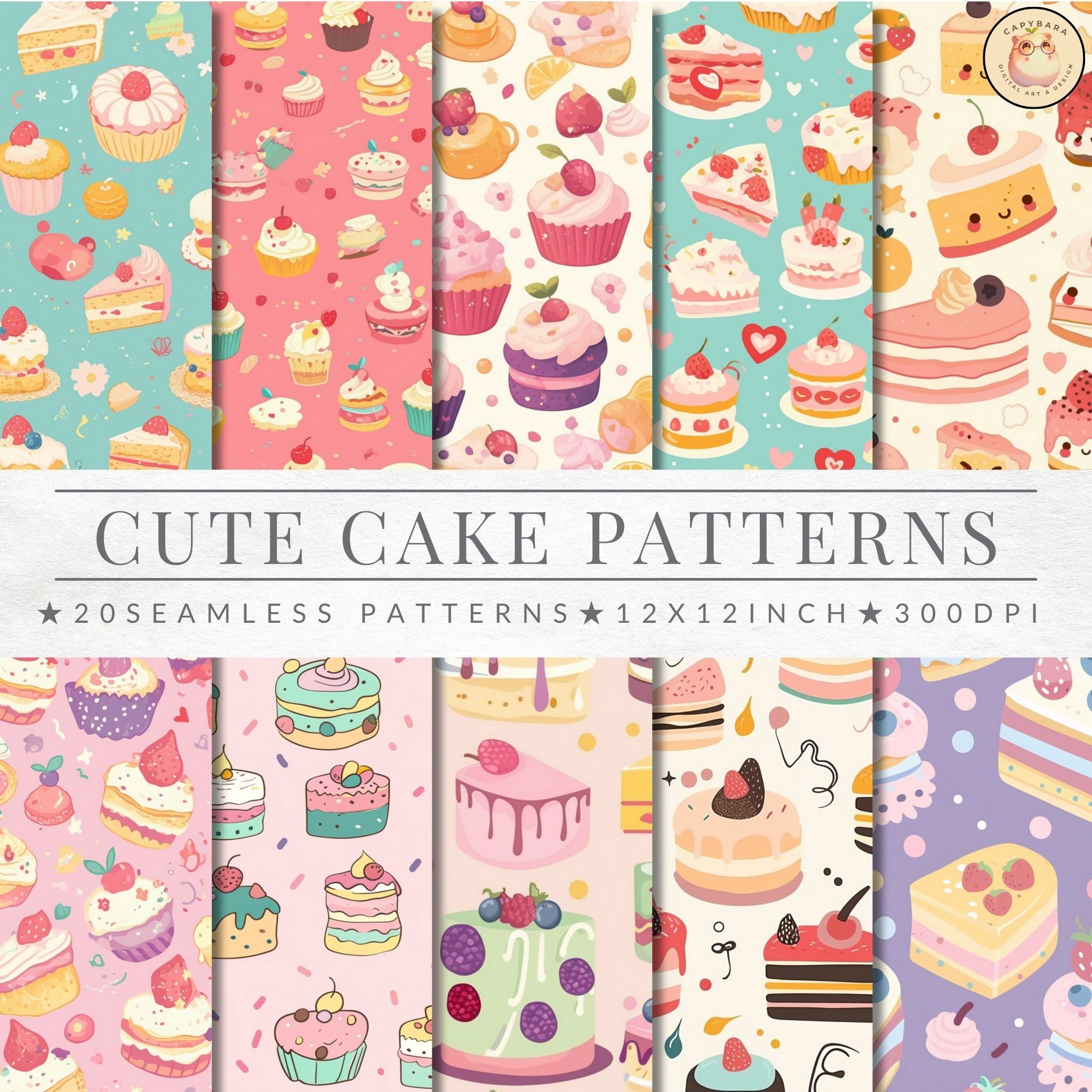 Cute Cake Seamless Patterns , Digital Paper, Seamless Patterns for ...