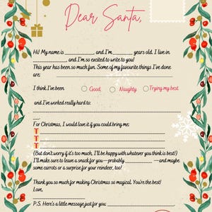 Dear Santa Claus Letter, Template, Christmas Wish List, Fun Printable ...