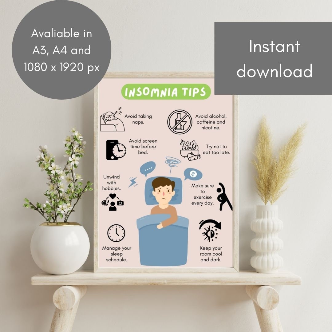 Insomnia Helpful Tips, Printable, Poster, Mental Health, Therapy ...