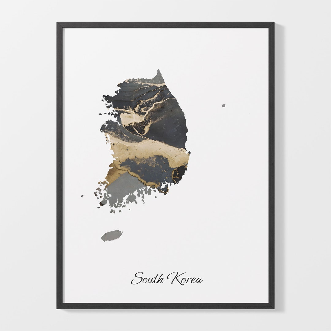 South Korea Art Print, South Korean Map Poster, Elegant Country Artwork ...