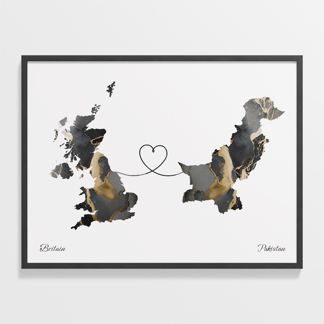 Britain Pakistan Map Print: Country Connection Art - Etsy