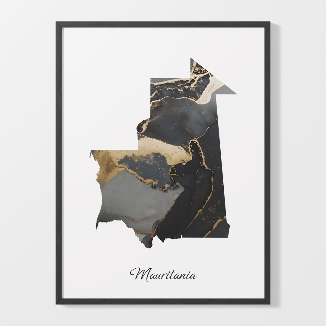 Mauritania Art Print, Mauritanian Map Poster, Elegant Country Artwork ...
