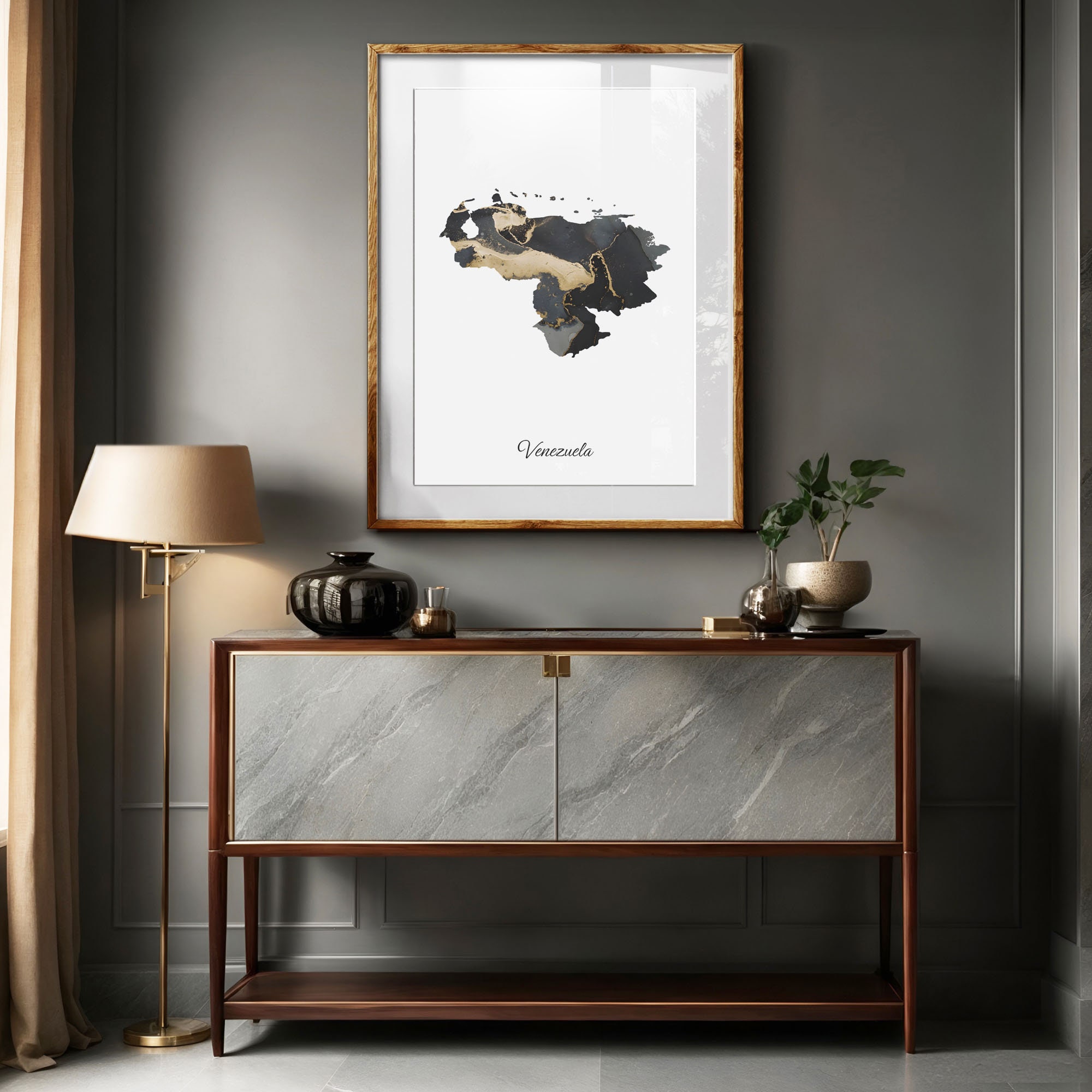 Venezuela Art Print, Venezuelan Map Poster, Elegant Country Artwork ...