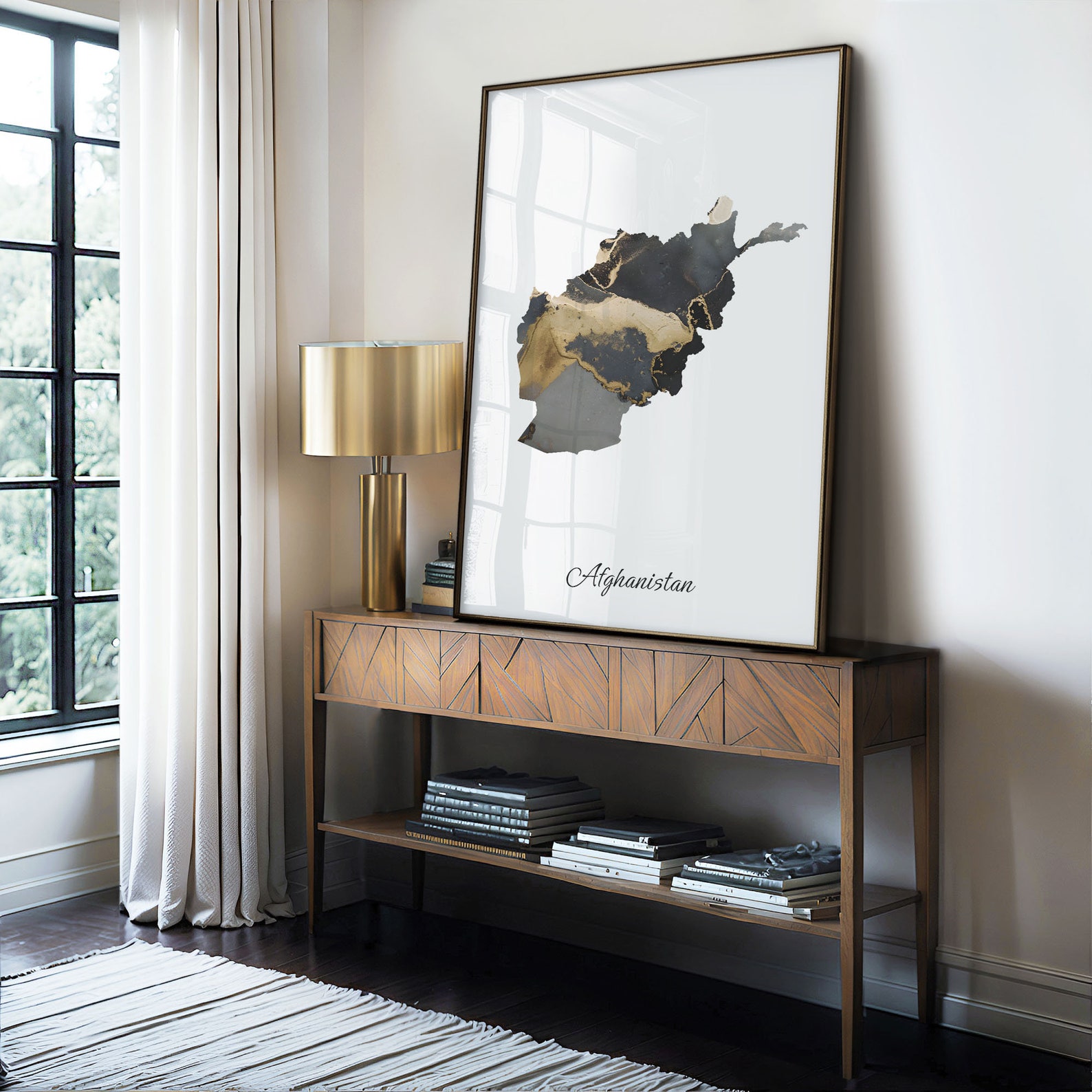 Afghanistan Art Print, Afghan Map Poster, Elegant Country Artwork ...