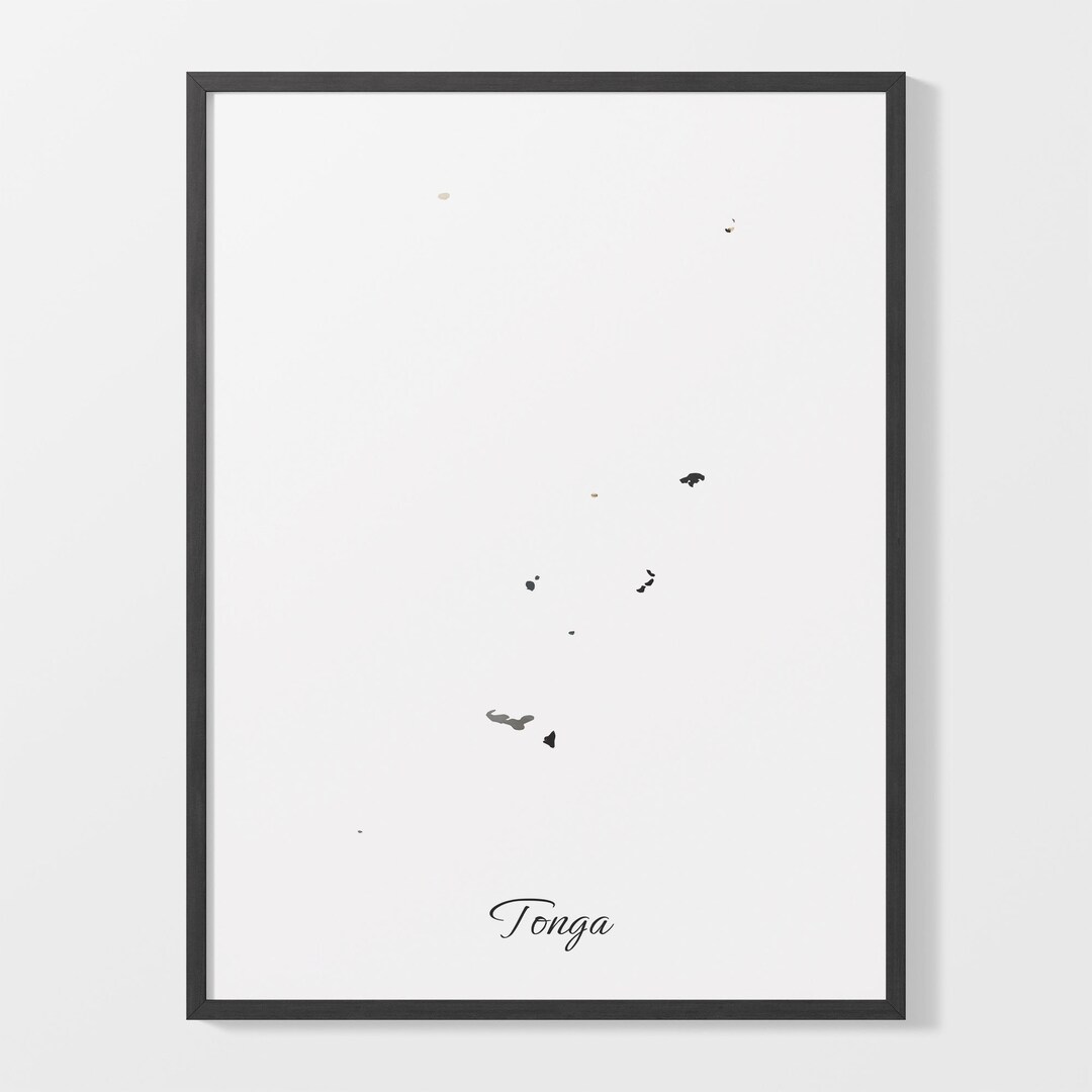 Tonga Art Print, Tongan Map Poster, Elegant Country Artwork, Black and ...