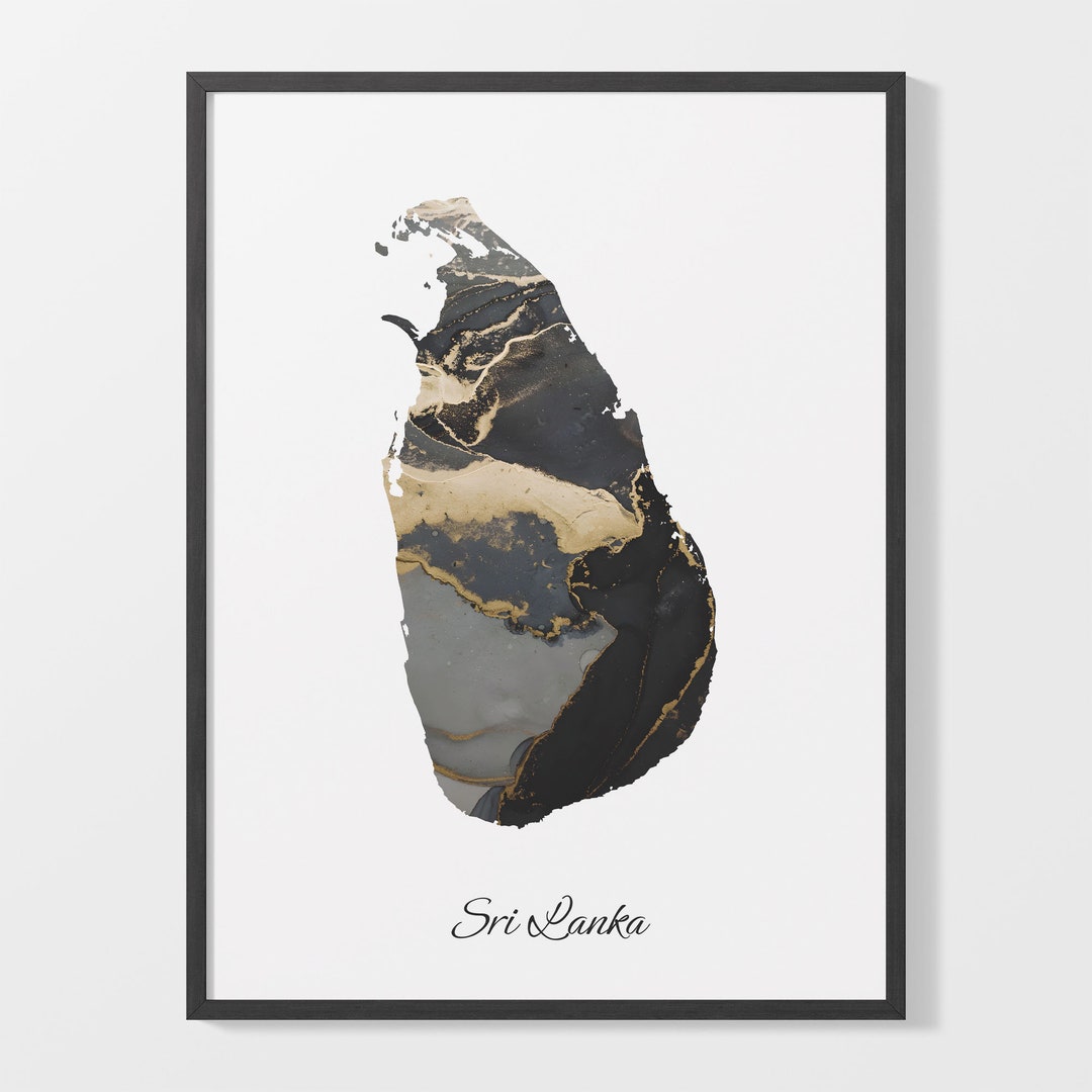 Sri Lanka Art Print, Sri Lankan Map Poster, Elegant Country Artwork ...