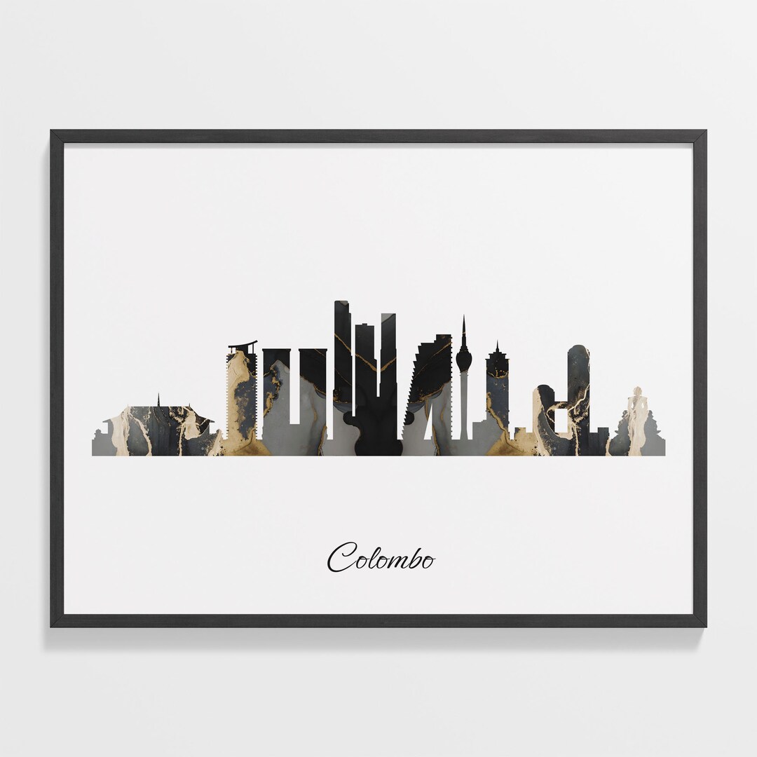 Colombo Skyline Print, Marble Cityscape, Sri Lanka Wall Art Poster ...