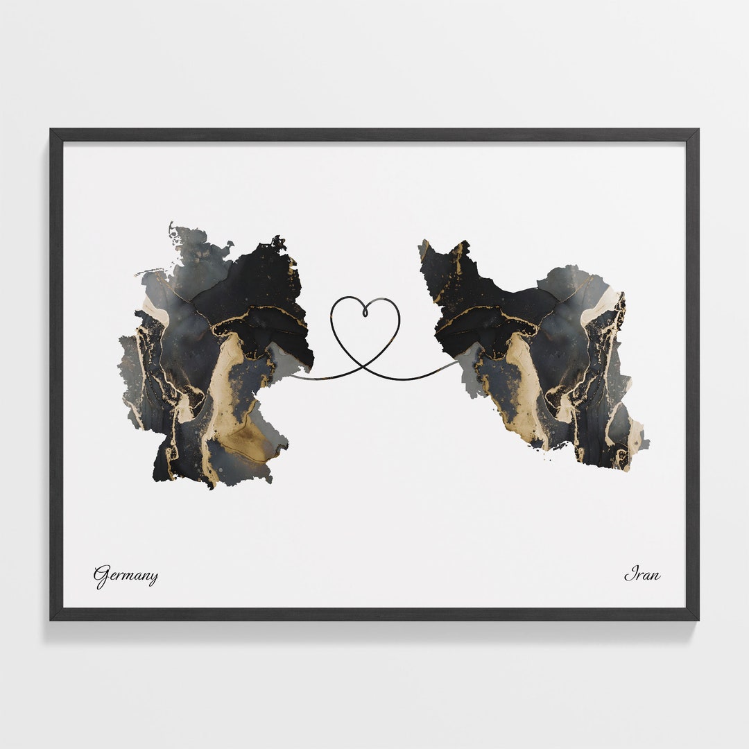Germany Iran Map Print: Country Connection Travel Art - Etsy