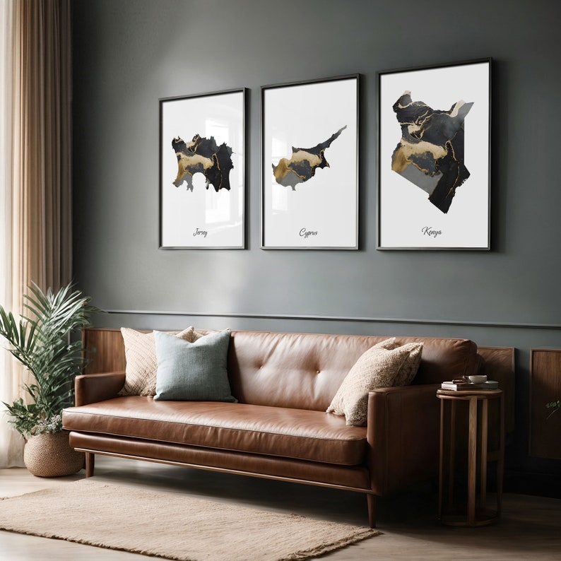 Cyprus Art Print, Cypriot Map Poster, Elegant Country Artwork, Black ...