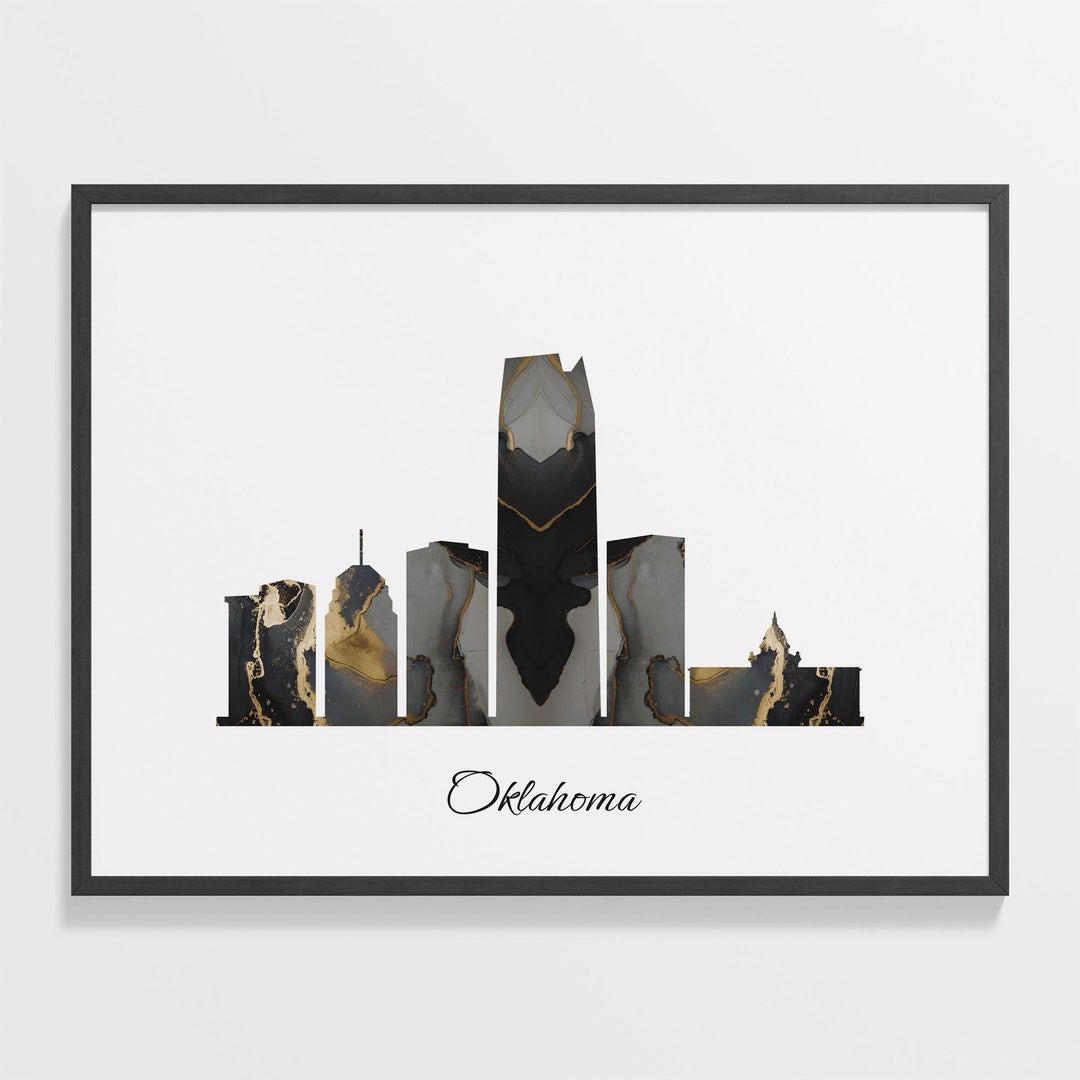 Oklahoma Skyline Print: Marble Cityscape Wall Art - Etsy
