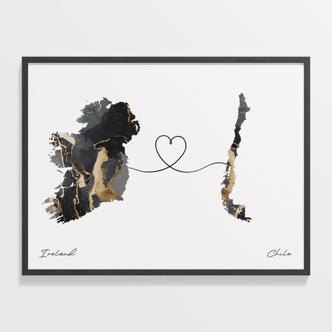 Ireland Chile Map Print: Two Country Connection Travel Art - Etsy