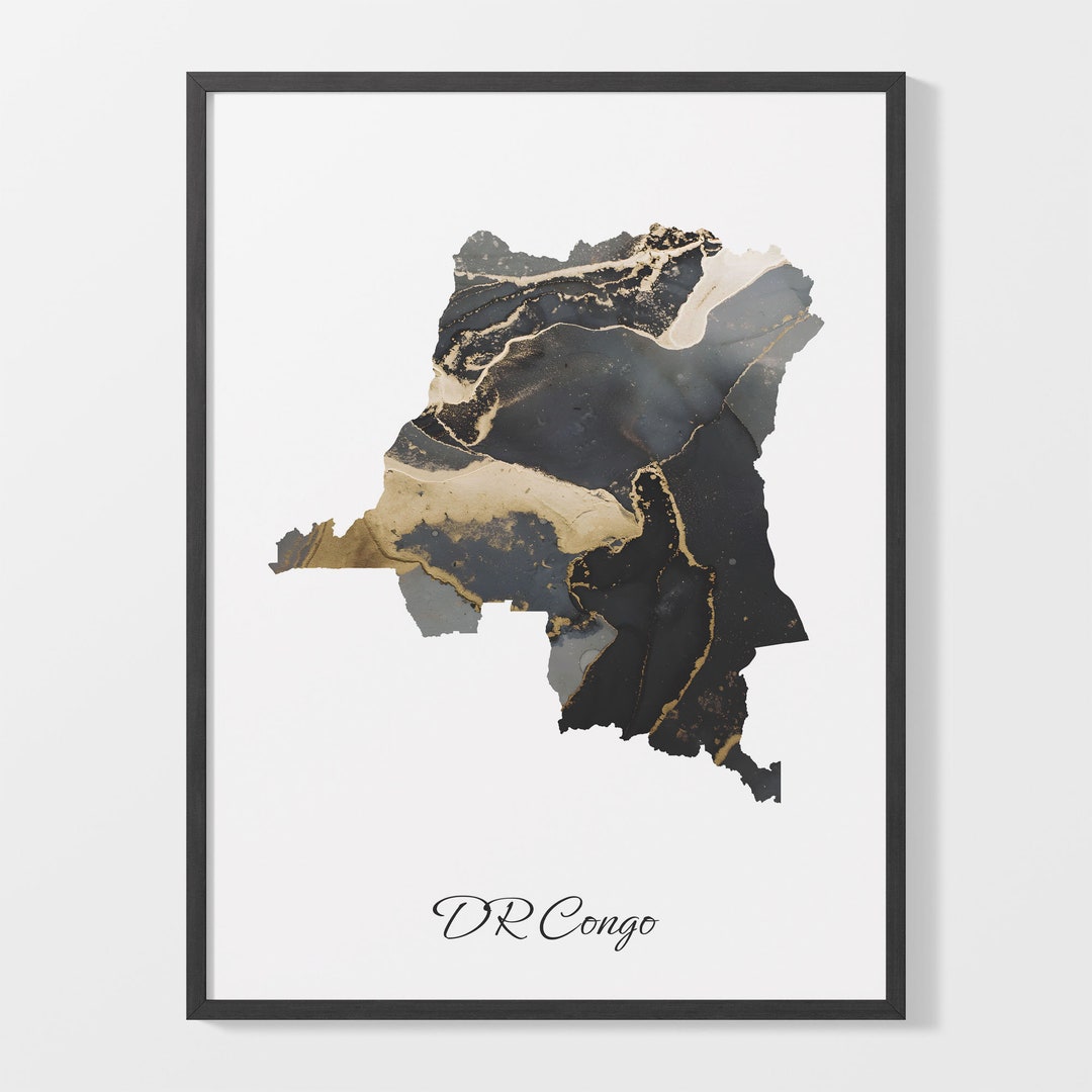 DR Congo Art Print, Congolese Map Poster, Elegant Country Artwork ...