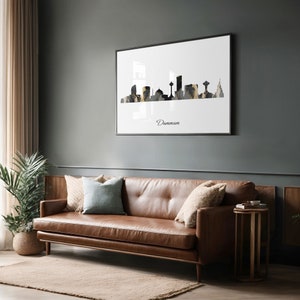 Dammam Skyline Print, Marble Cityscape, Saudi Arabia Wall Art Poster ...