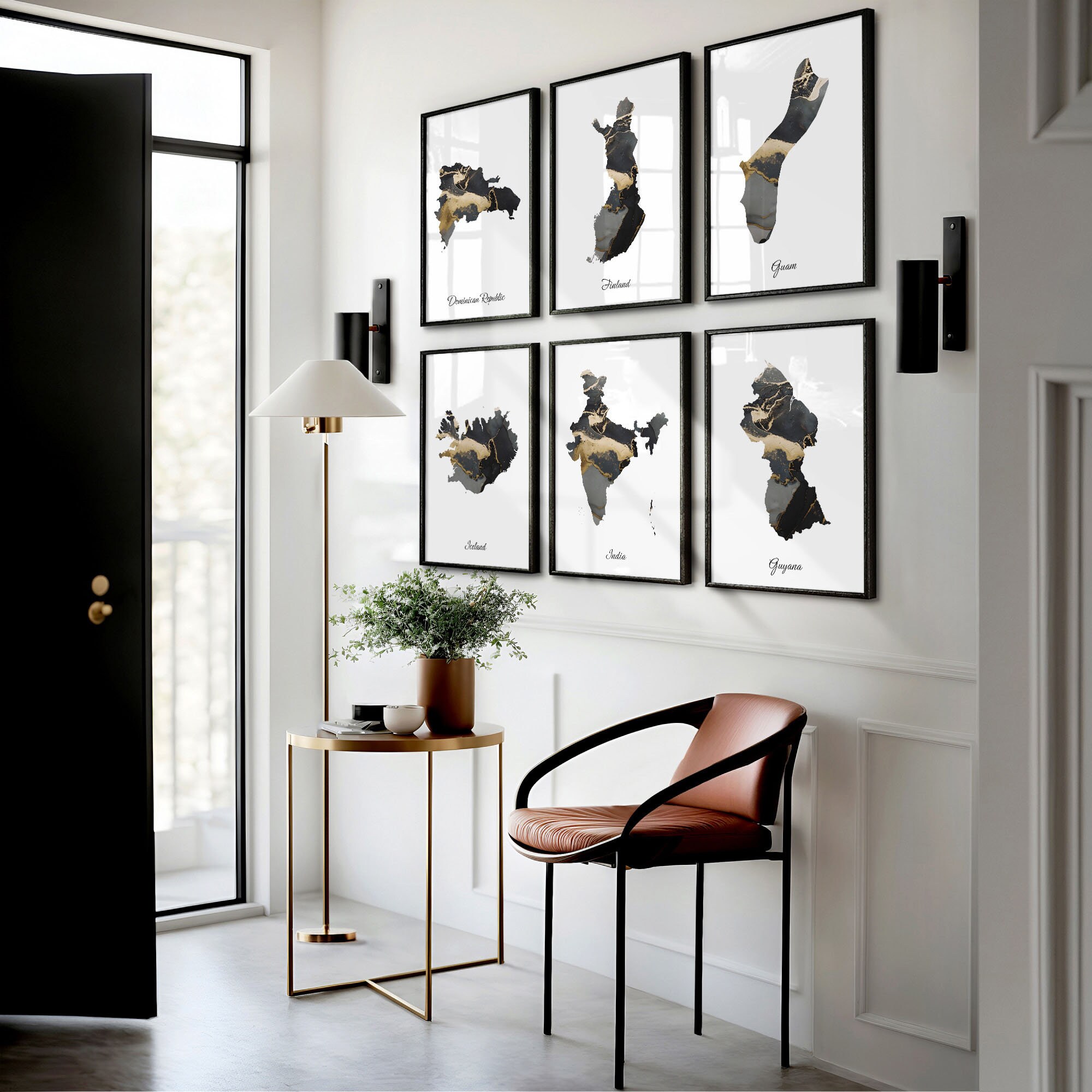 Guyana Art Print, Guyanese Map Poster, Elegant Country Artwork, Black ...