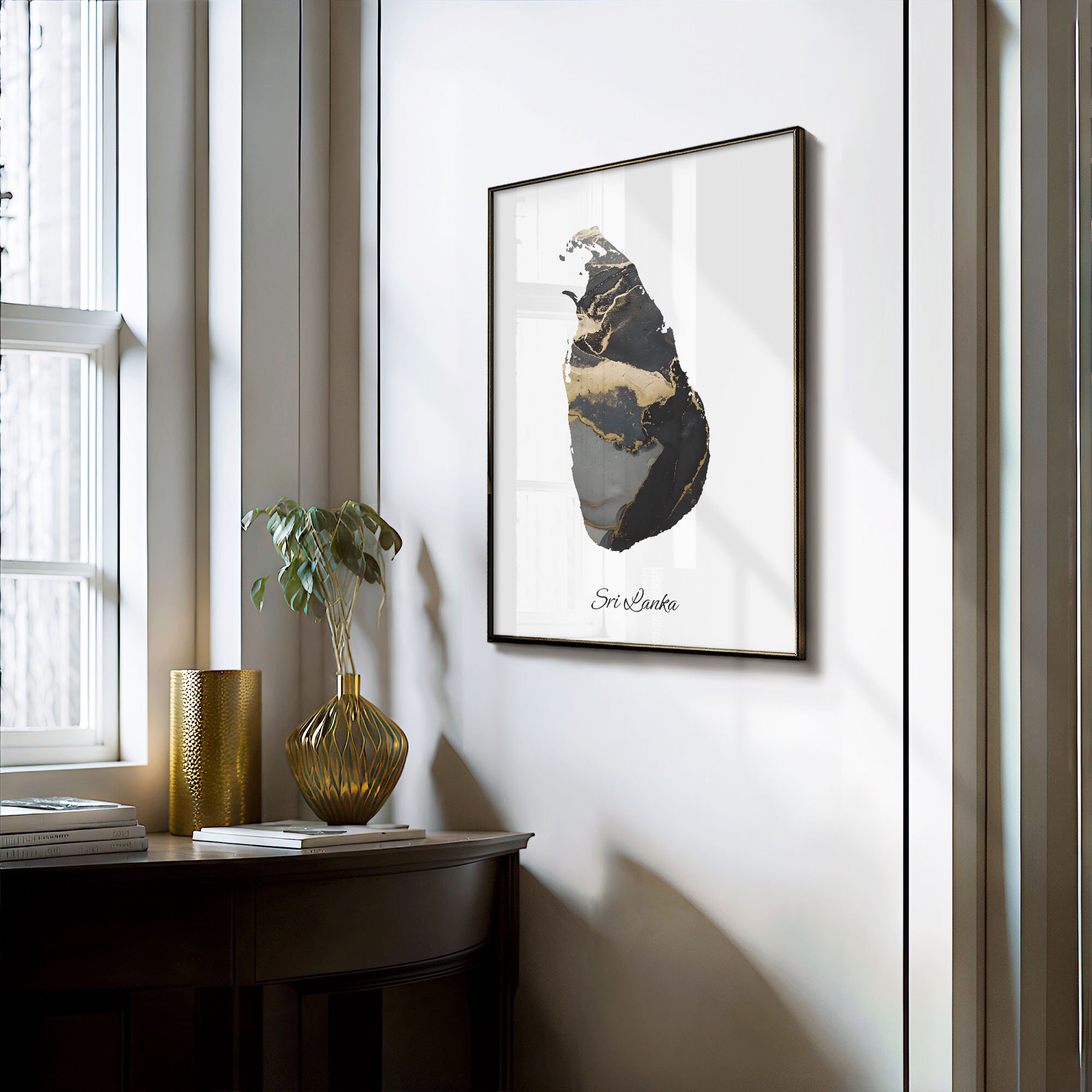 Sri Lanka Art Print, Sri Lankan Map Poster, Elegant Country Artwork ...