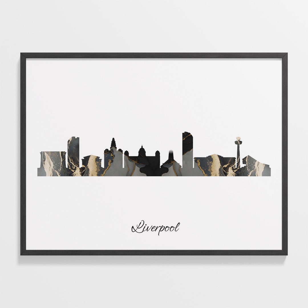 Liverpool Skyline Print, Marble Cityscape, United Kingdom Wall Art ...