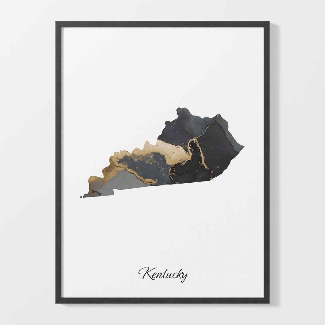 Kentucky Art Print, Kentuckian Map Poster, Elegant Country Artwork ...