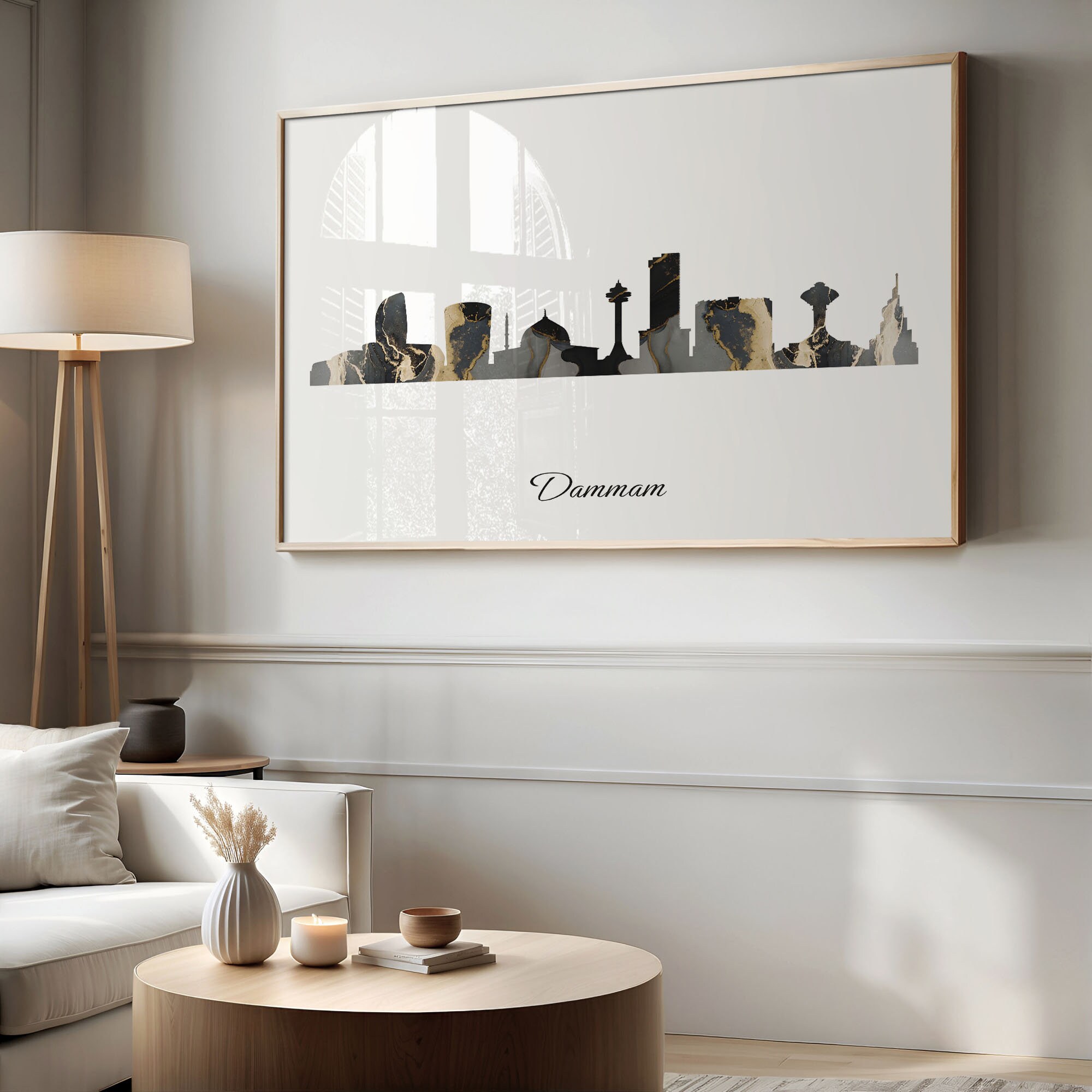 Dammam Skyline Print: Marble Cityscape, Saudi Arabia Wall Art - Etsy