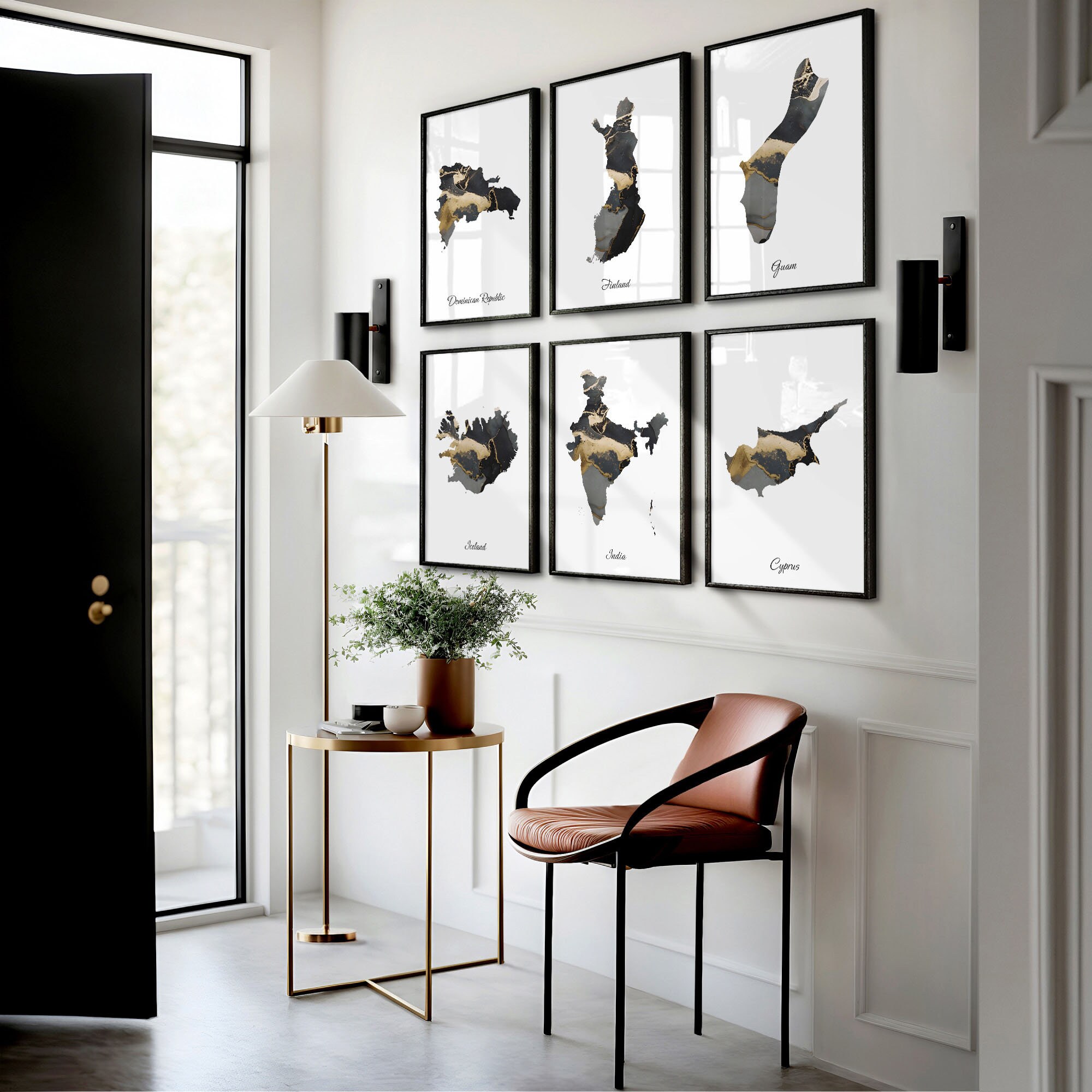 Cyprus Art Print, Cypriot Map Poster, Elegant Country Artwork, Black ...