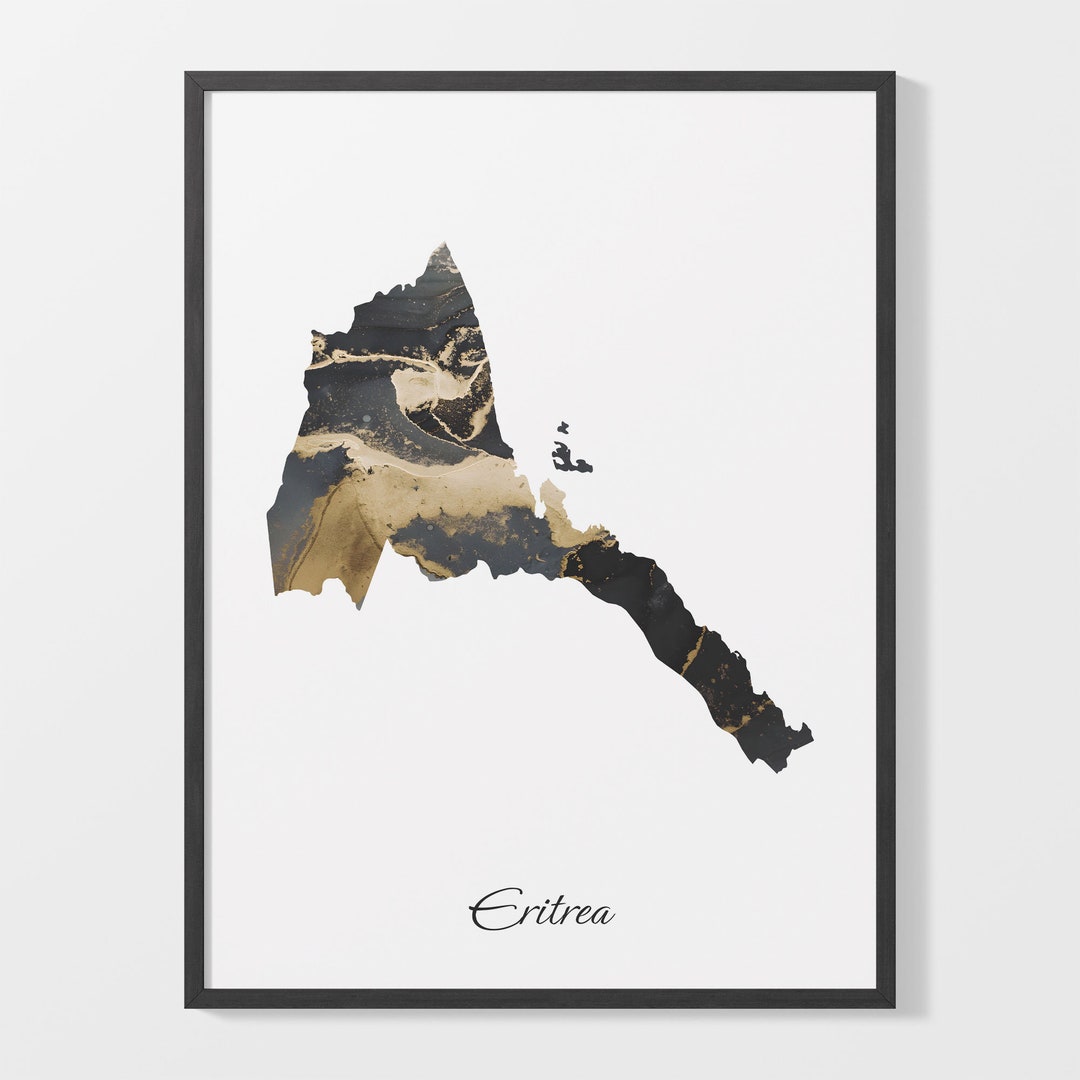 Eritrea Art Print, Eritrean Map Poster, Elegant Country Artwork, Black ...