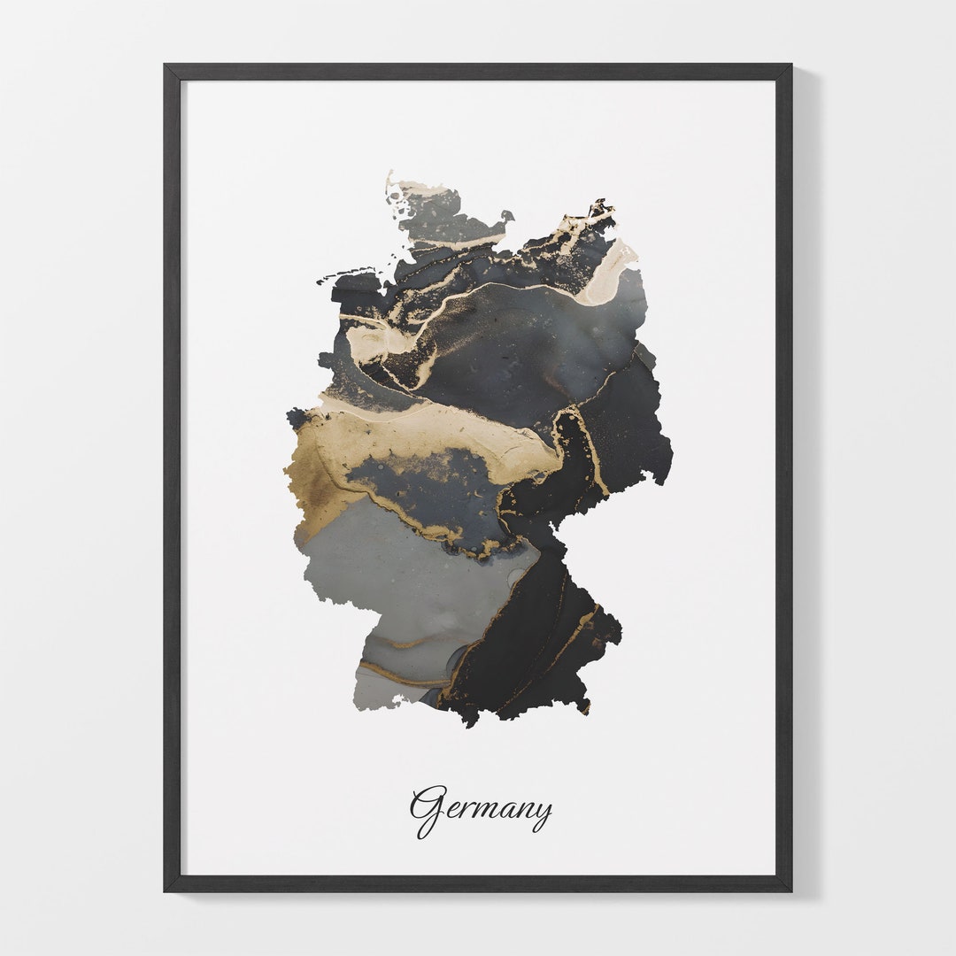 Germany Art Print, German Map Poster, Elegant Country Artwork, Black ...