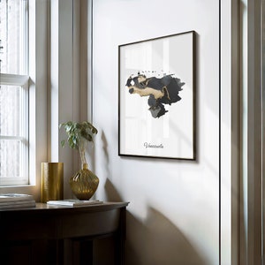 Venezuela Art Print, Venezuelan Map Poster, Elegant Country Artwork ...