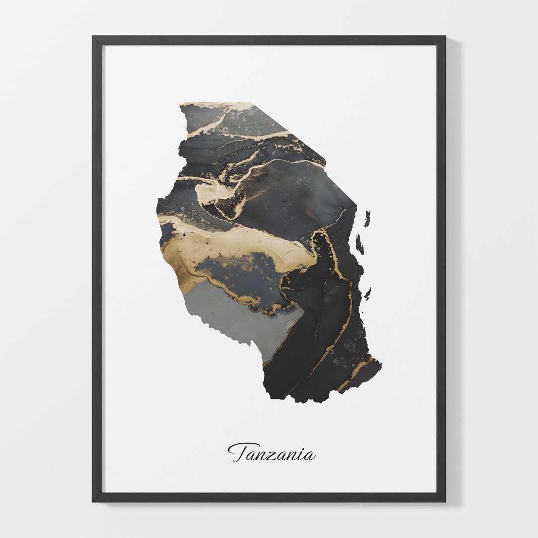 Tanzania Art Print, Tanzanian Map Poster, Elegant Country Artwork ...