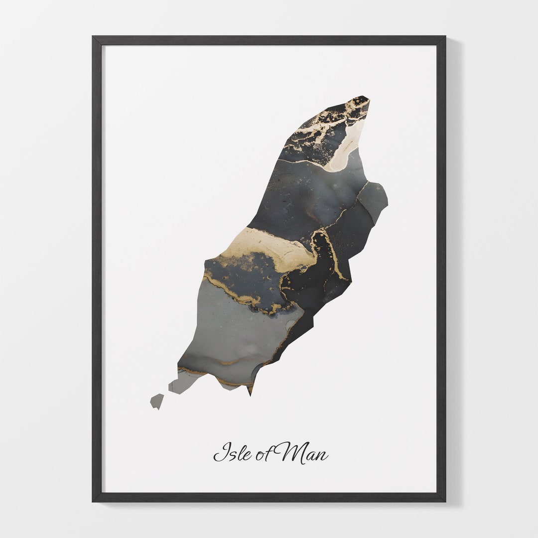 Isle of Man Art Print, Manx Map Poster, Elegant Country Artwork, Black ...