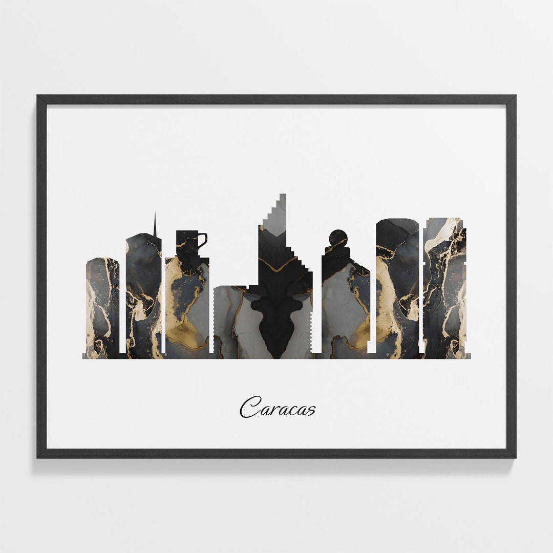 Caracas Skyline Print, Marble Cityscape, Venezuela Wall Art Poster ...