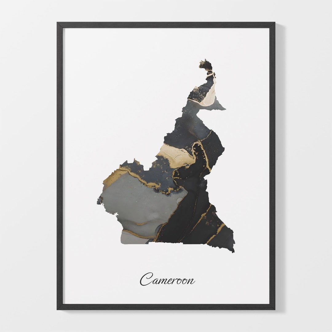 Cameroon Art Print, Cameroonian Map Poster, Elegant Country Artwork ...