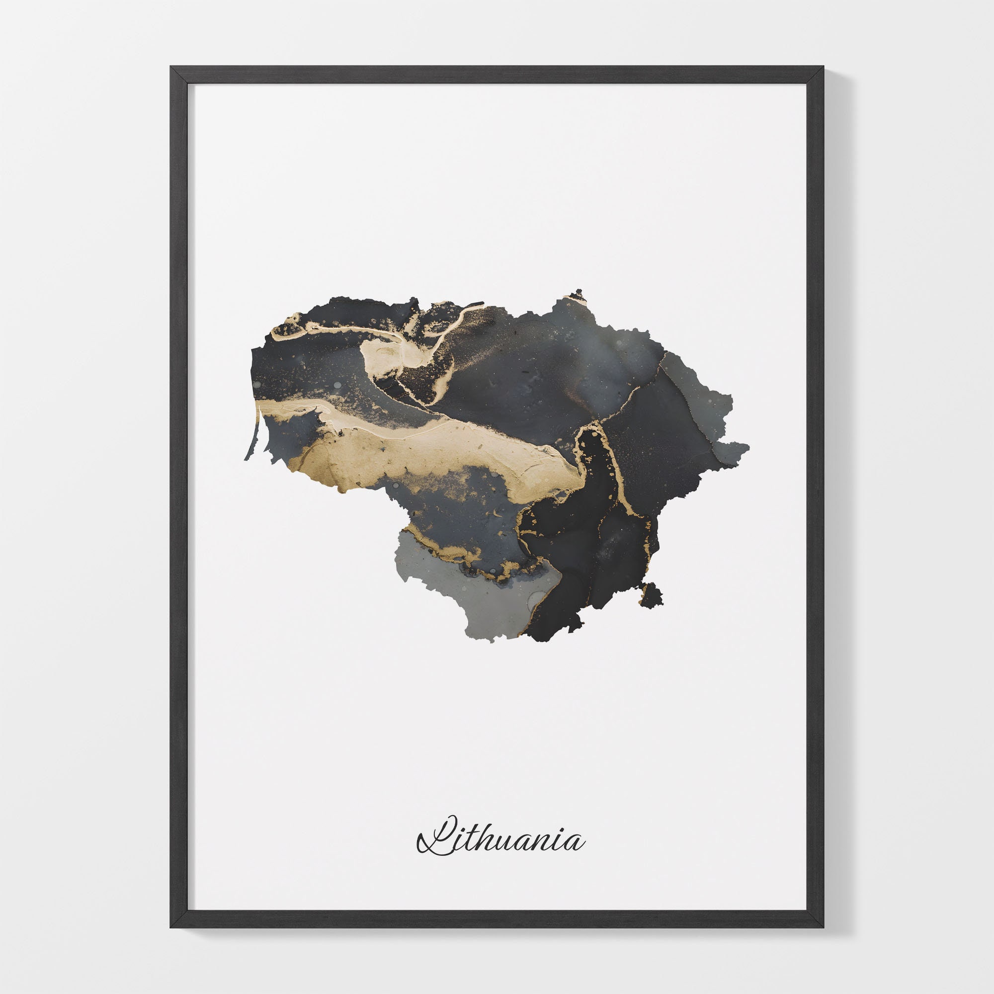 Lithuania Art Print, Lithuanian Map Poster, Elegant Country Artwork ...