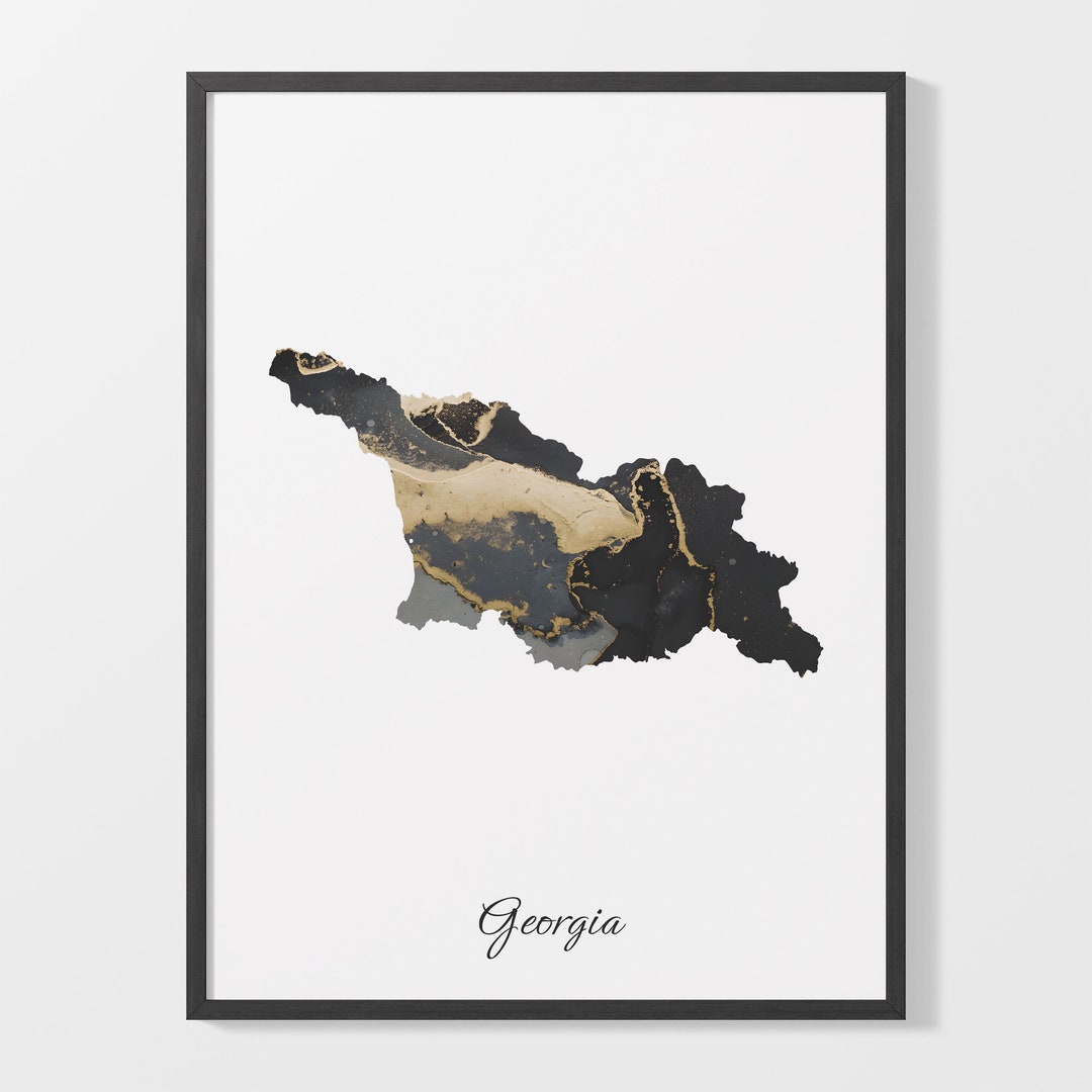 Georgia Art Print, Georgian Map Poster, Elegant Country Artwork, Black ...