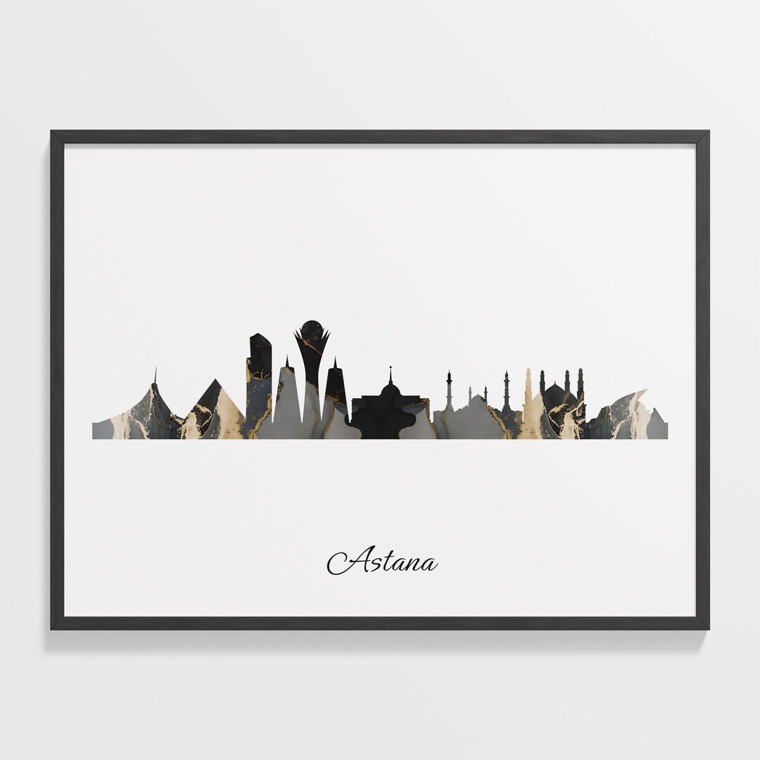 Astana Skyline Print: Marble & Gold Kazakhstan Cityscape Art - Etsy