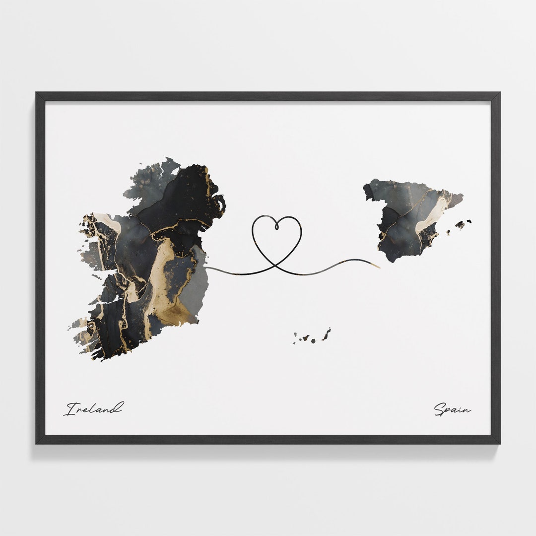 Ireland Spain Map Print: Country Connection Travel Art - Etsy