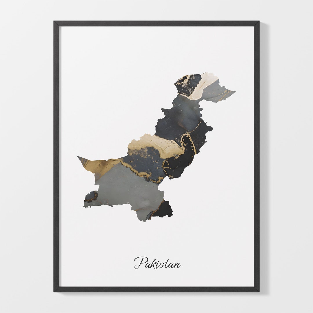 Pakistan Art Print, Pakistani Map Poster, Elegant Country Artwork ...