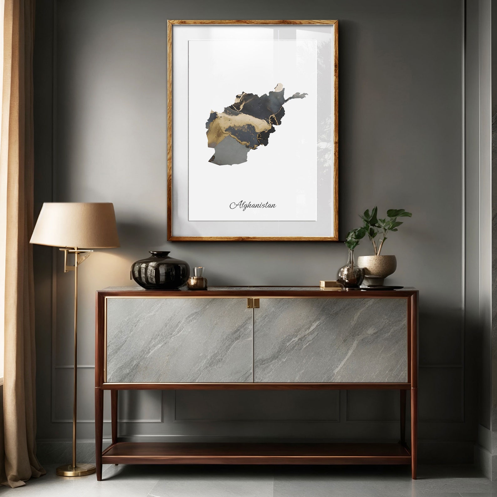 Afghanistan Art Print, Afghan Map Poster, Elegant Country Artwork ...