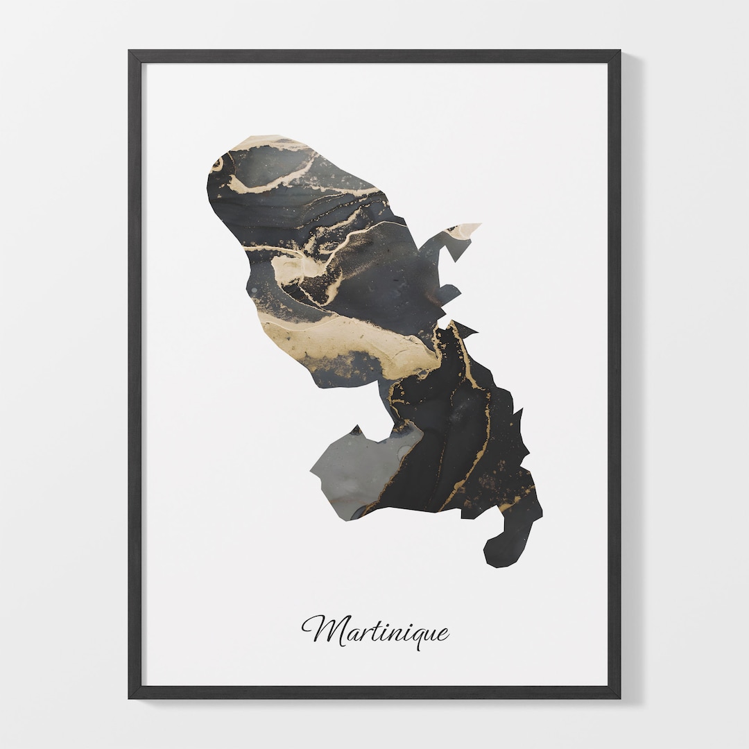 Martinique Art Print, Martinican Map Poster, Elegant Country Artwork ...