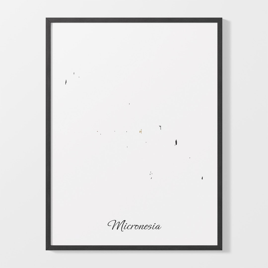 Micronesia Art Print, Micronesian Map Poster, Elegant Country Artwork ...