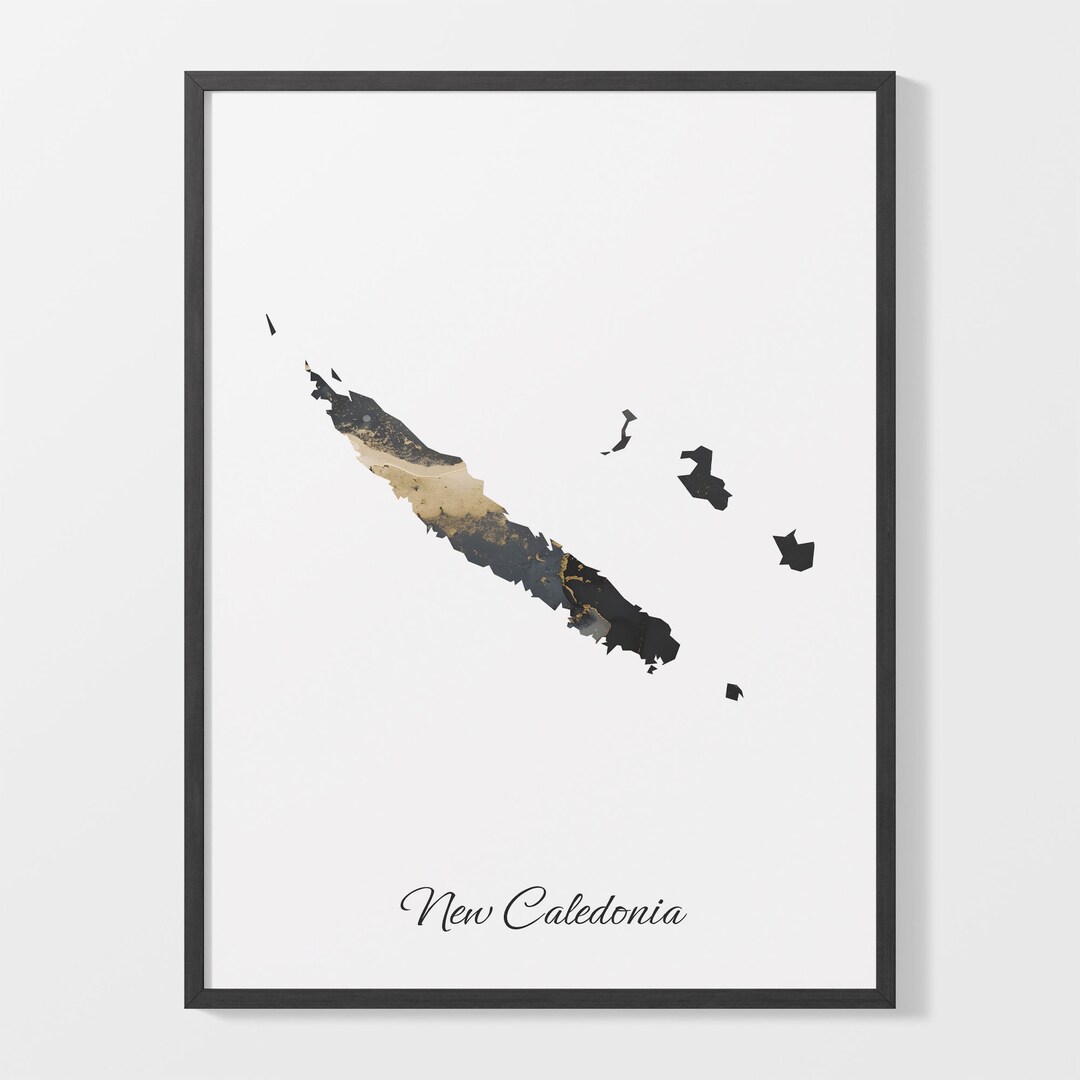 New Caledonia Art Print, New Caledonian Map Poster, Elegant Country ...