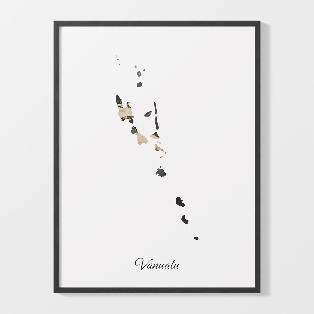 Vanuatu Art Print, Ni-vanuatu Map Poster, Elegant Country Artwork ...
