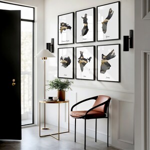 Jordan Art Print, Jordanian Map Poster, Elegant Country Artwork, Black ...