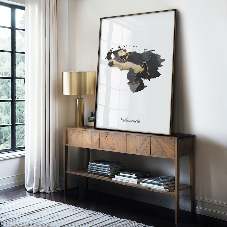 Venezuela Art Print, Venezuelan Map Poster, Elegant Country Artwork ...