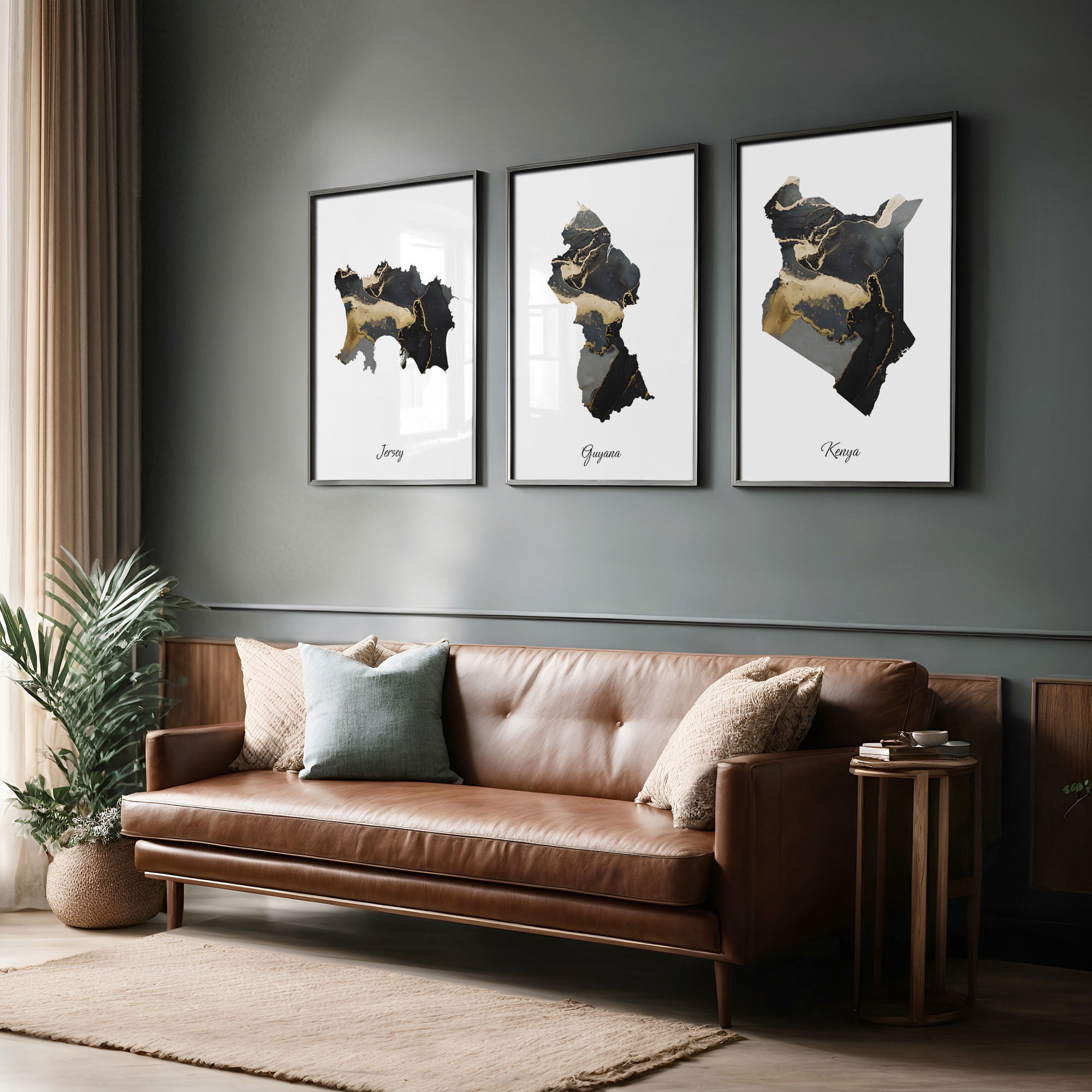 Guyana Art Print, Guyanese Map Poster, Elegant Country Artwork, Black ...