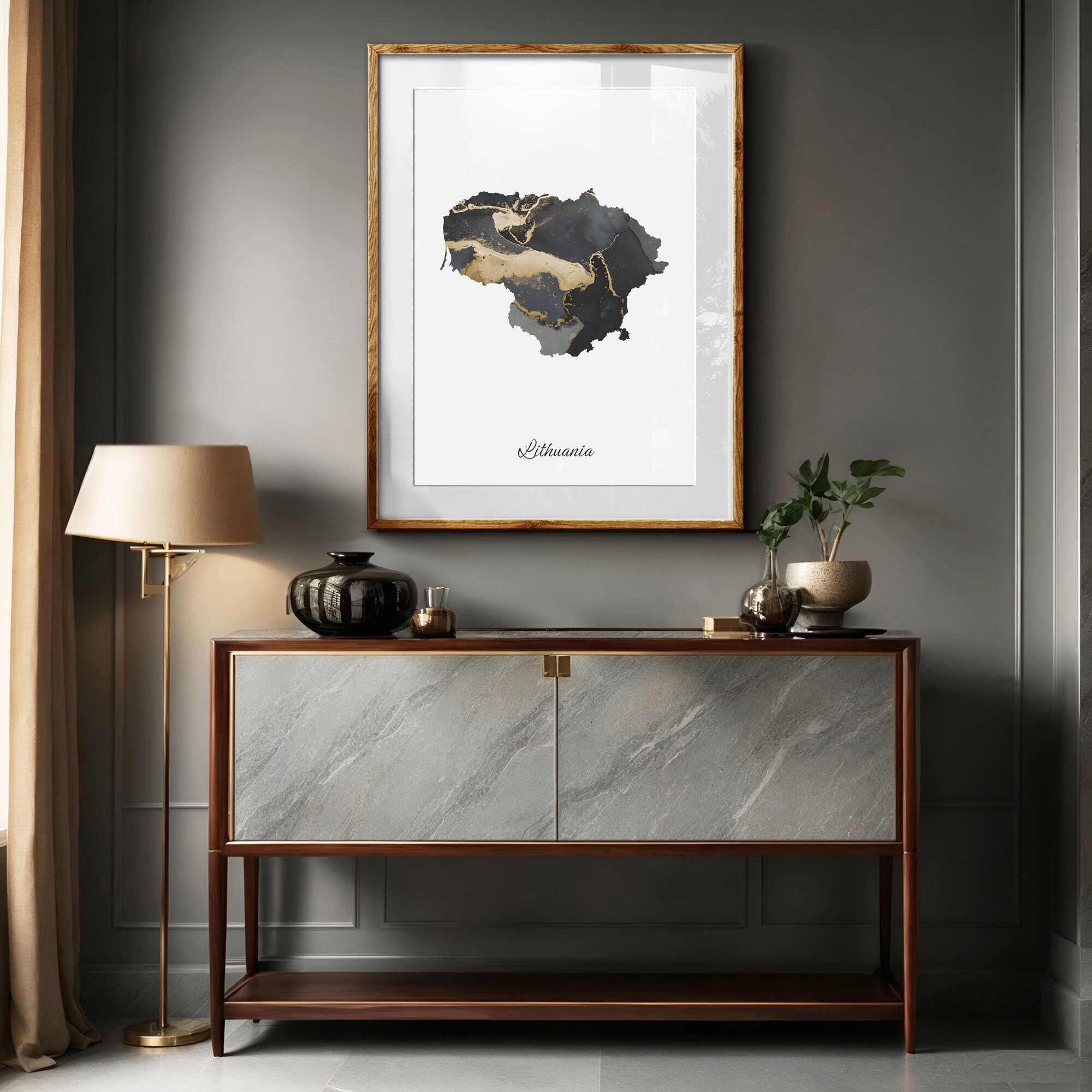 Lithuania Art Print, Lithuanian Map Poster, Elegant Country Artwork ...