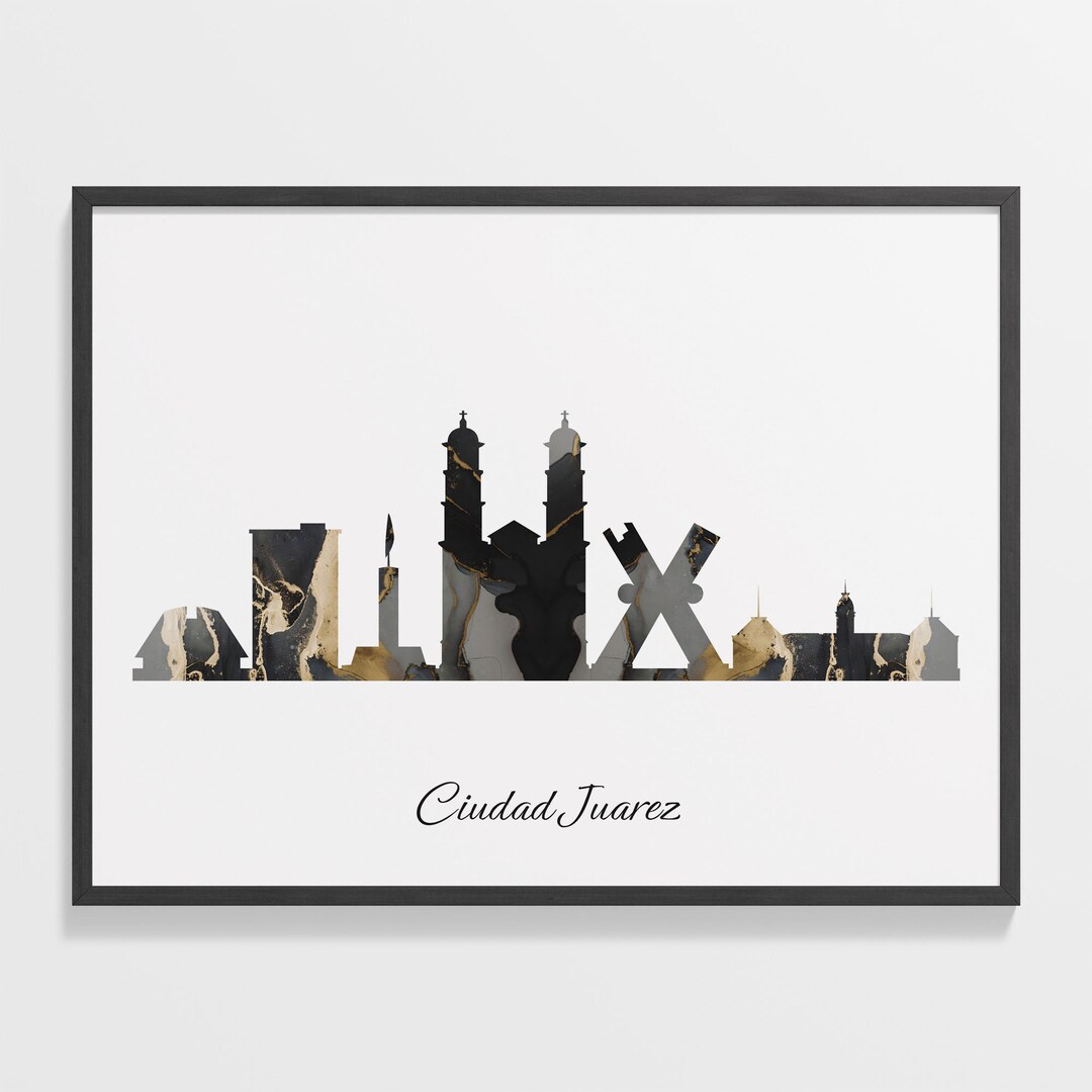 Ciudad Juarez Skyline Print, Marble Cityscape, Mexico Wall Art Poster ...
