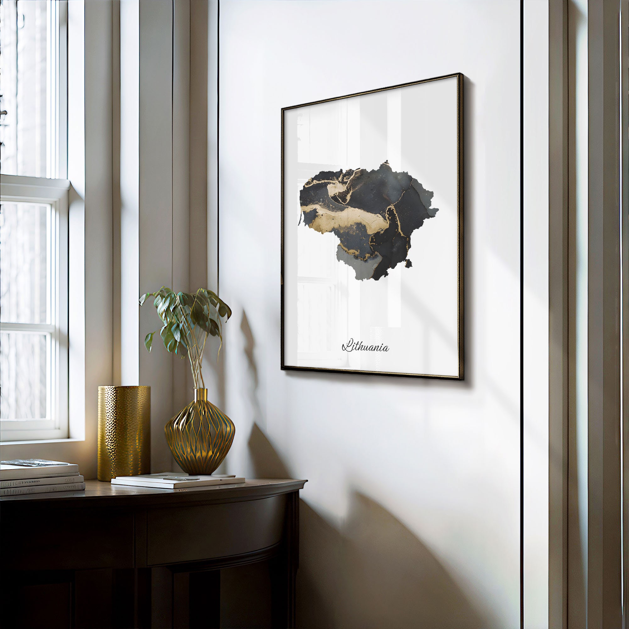 Lithuania Art Print, Lithuanian Map Poster, Elegant Country Artwork ...